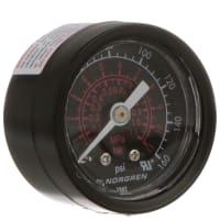 Norgren - 18-015-209 - Pressure Gauge, 0-160 PSI, 1/4 NPT center back port, Black 2" dial face - RS