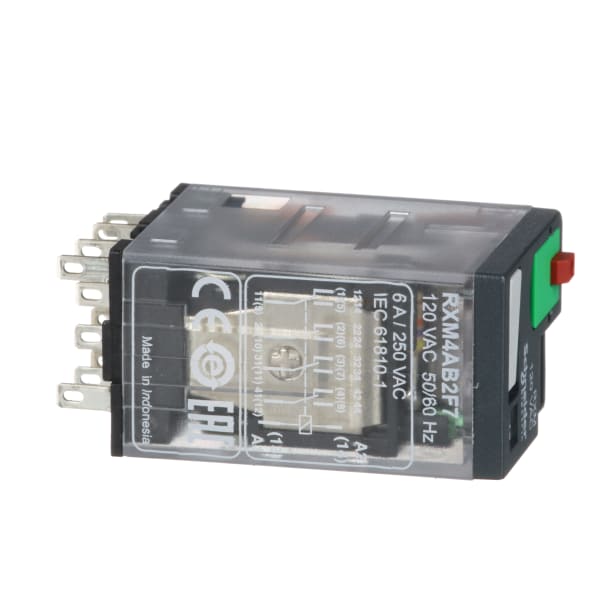 Schneider Electric - RXM4AB2F7 - Mini Plug-In Relay, 4 C/O, 120VAC, 250V, 6A, LED, Flat Pin ...