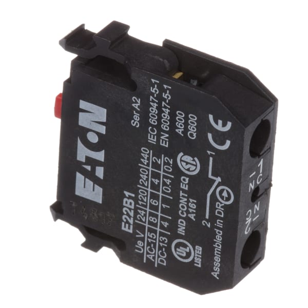 Eaton - Cutler Hammer - E22B1 - Pushbutton Contact Block, 22.5mm, SPST, 1NC, IEC Nema, E22 ...