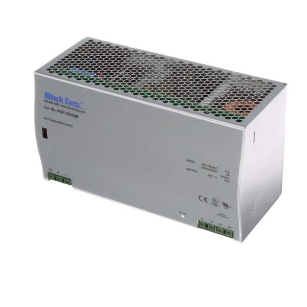 Altech Corp - PSP-480S48 - Power Supply,AC-DC,48V,10A,90-132/180-264V In,Enclosed,DIN Rail,PFC ...