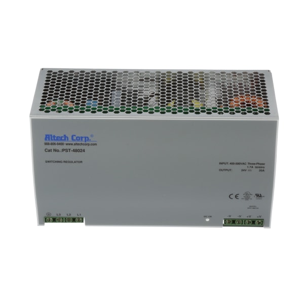 Altech Corp - PST-48024 - Power Supply,AC-DC,24V,20A,340-550V In,Enclosed,DIN Rail Mount,480W ...