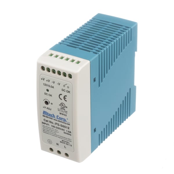 Altech Corp - PS-S6012 - Power Supply,AC-DC,12V,5A,100-264V In,Enclosed ...