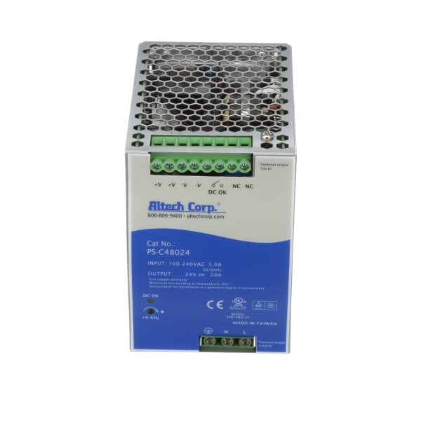 Altech Corp - PSC-48024 - Power Supply, DIN Rail, 480W, 85-264V AC In, 24V DC Out, 20A, PSC ...