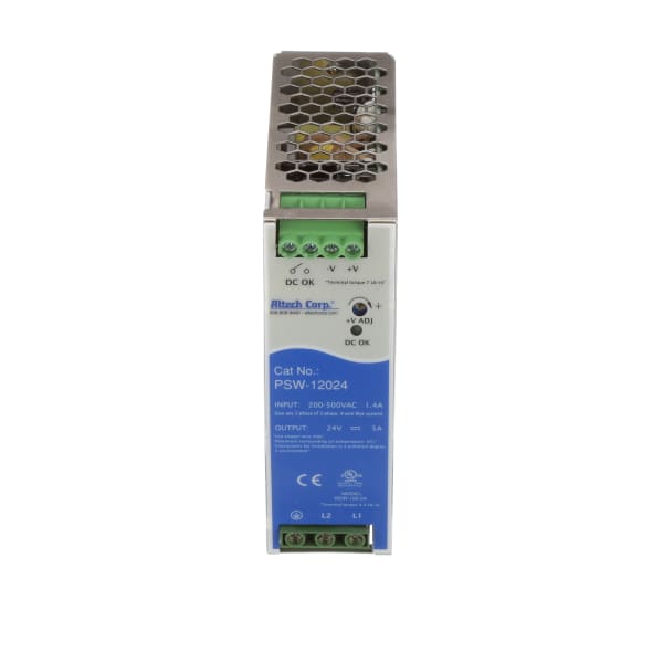 Altech Corp - PSW-12024 - Power Supply,AC-DC,24V,5A,200-550V In,Enclosed,DIN Rail Mount,120W,PSW ...