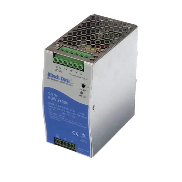 Altech Corp - PSW-24024 - Power Supply,AC-DC,24V,10A,200-550V In,Enclosed,DIN Rail Mount,240W ...