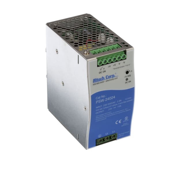 Altech Corp - PSW-24024 - Power Supply,AC-DC,24V,10A,200-550V In,Enclosed,DIN Rail Mount,240W ...