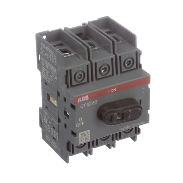 ABB - OT100F3 - Non-Fused Disconnect switch 100A 3 Poles 600VAC, DIN Rail / Panel Mount, UL508 - RS