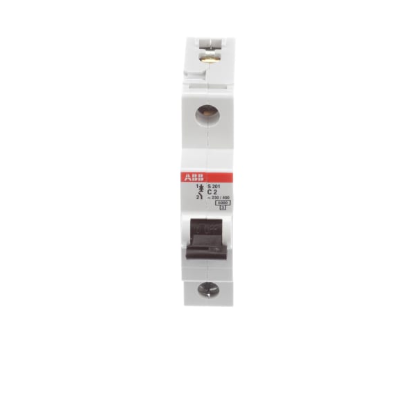 ABB - S201-C2 - Circuit Breaker, Supplementary, C Curve, 1-Pole, 2A, 480Y/277 VAC, UL1077, DIN - RS