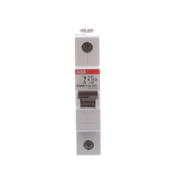 ABB - S201-K10 - Circuit Breaker, Supplementary, K Curve, 1-Pole, 10A, 480Y/277 VAC, UL1077, DIN ...