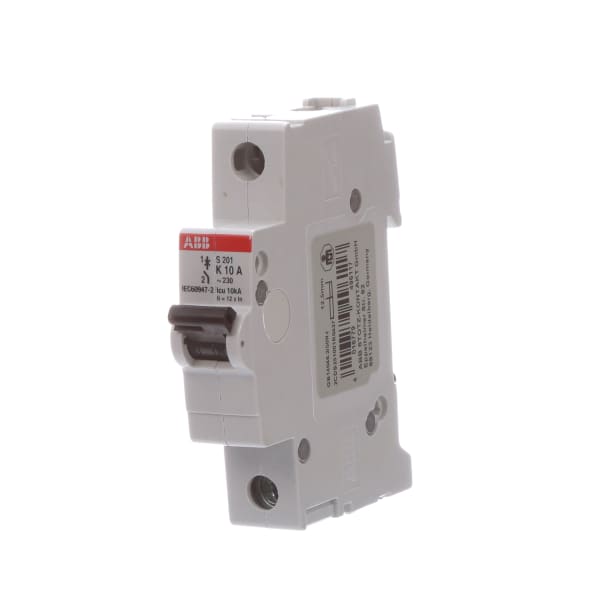 ABB - S201-K10 - Circuit Breaker, Supplementary, K Curve, 1-Pole, 10A, 480Y/277 VAC, UL1077, DIN ...