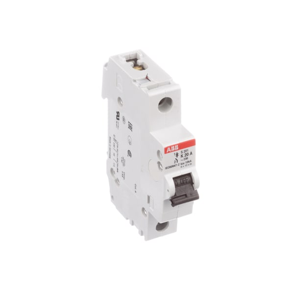 ABB - S201-K20 - Circuit Breaker, Supplementary, K Curve, 1-Pole, 20A, 480Y/277 VAC, UL1077, DIN ...