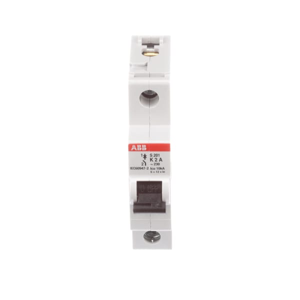 ABB - S201-K2 - Circuit Breaker, Supplementary, K Curve, 1-Pole, 2A, 480Y/277 VAC, UL1077, DIN - RS