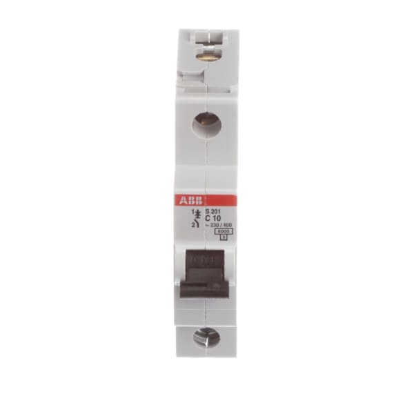 ABB - S201-C10 - Circuit Breaker, Supplementary, C Curve, 1-Pole, 10A, 480Y/277 VAC, UL1077, DIN ...