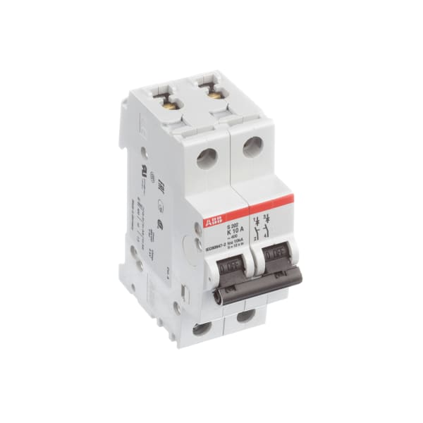 ABB - S202-K10 - Circuit Breaker, Supplementary, K Curve, 2-Pole, 10A, 480Y/277 VAC, UL1077, DIN ...