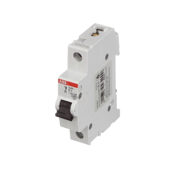 ABB - S201-C6 - Circuit Breaker, Supplementary, C Curve, 1-Pole, 6A, 480Y/277 VAC, UL1077, DIN - RS