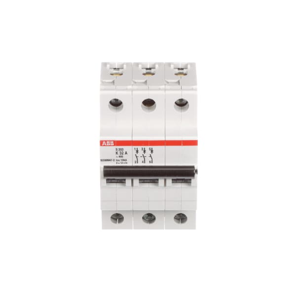 ABB - S203-K32 - Circuit Breaker, Supplementary, K Curve, 3-Pole, 32A, 480Y/277 VAC, UL1077, DIN ...
