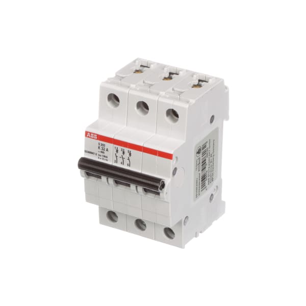 ABB - S203-K32 - Circuit Breaker, Supplementary, K Curve, 3-Pole, 32A, 480Y/277 VAC, UL1077, DIN ...