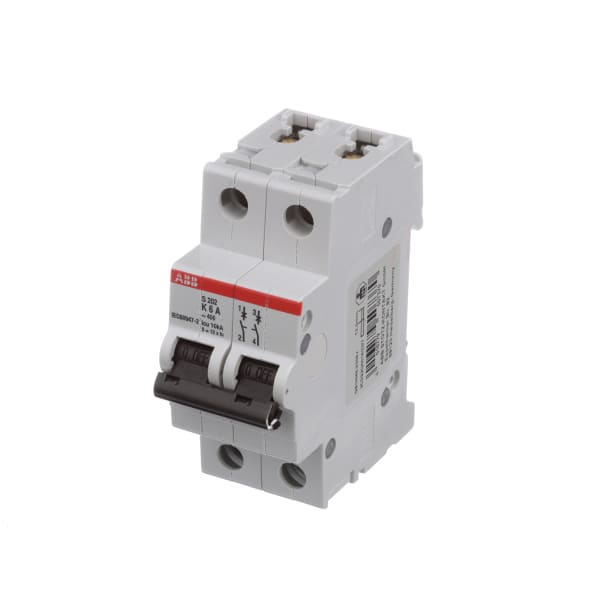ABB - S202-K6 - Circuit Breaker, Supplementary, K Curve, 2-Pole, 6A, 480Y/277 VAC, UL1077, DIN - RS