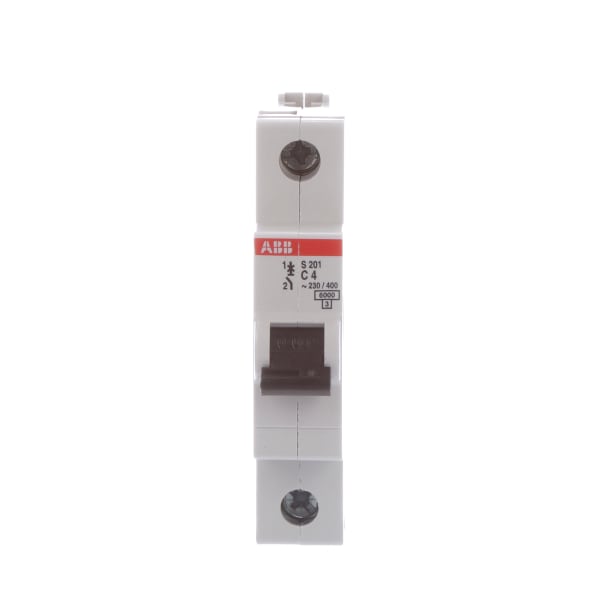 ABB - S201-C4 - Circuit Breaker, Supplementary, C Curve, 1-Pole, 4A, 480Y/277 VAC, UL1077, DIN - RS