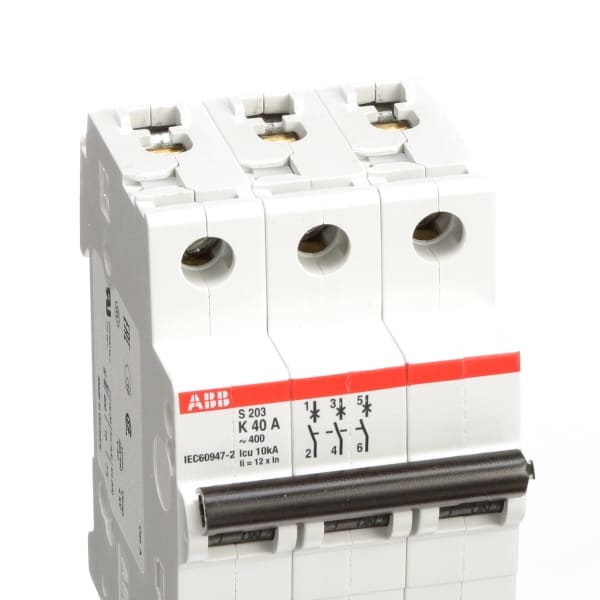 ABB - S203-K40 - Circuit Breaker, Supplementary, K Curve, 3-Pole, 40A, 10kA, 480Y/277 VAC ...