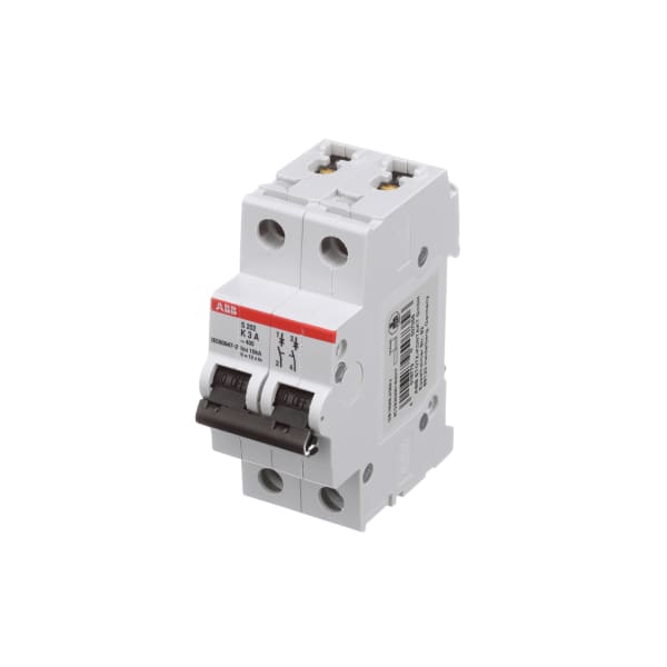 ABB - S202-K3 - Circuit Breaker, Supplementary, K Curve, 2-Pole, 3A, 480Y/277 VAC, UL1077, DIN - RS