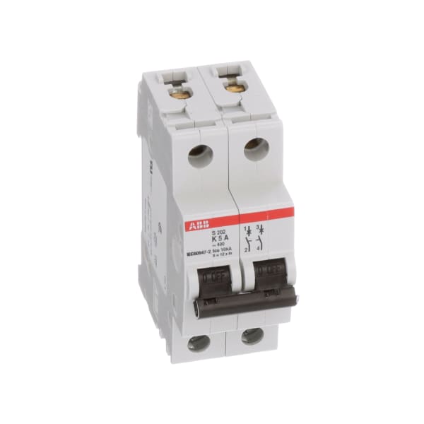 ABB - S202-K5 - Circuit Breaker, Supplementary, K Curve, 2-Pole, 5A, 480Y/277 VAC, UL1077, DIN - RS