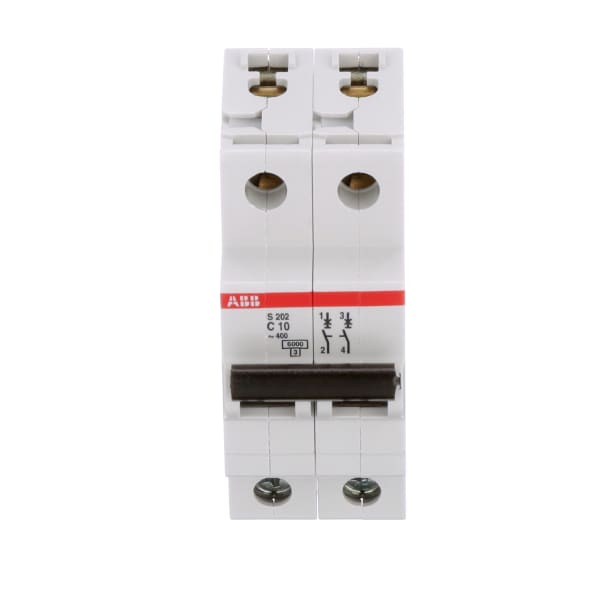 ABB - S202-C10 - Circuit Breaker, Supplementary, C Curve, 2-Pole, 10A, 480Y/277 VAC, UL1077, DIN ...