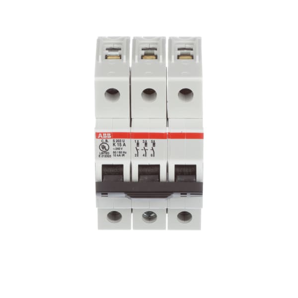 ABB - S203U-K15 - Circuit Breaker, Branch Circ. Protection, K Curve, 3-P, 15A, 10kA, 240VAC ...