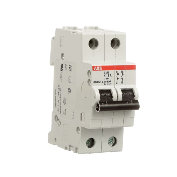 ABB - S202-K13 - Circuit Breaker, Supplementary, K Curve, 2-Pole, 13A, 6kA, 480Y/277VAC, UL1077 - RS