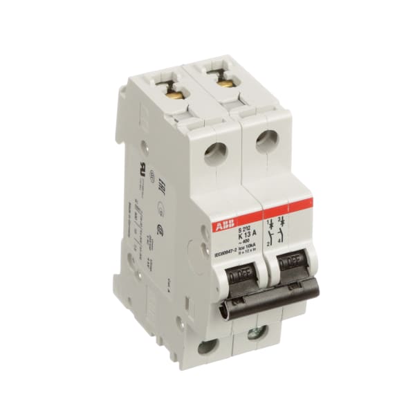 ABB - S202-K13 - Circuit Breaker, Supplementary, K Curve, 2-Pole, 13A, 6kA, 480Y/277VAC, UL1077 - RS