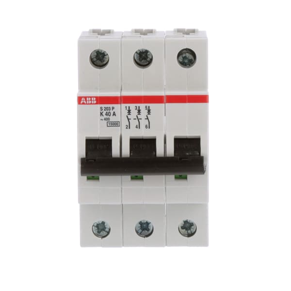 ABB - S203P-K40 - Circuit Breaker, Supplementary, K Curve, 3-Pole, 40A, 10kA, 480Y/277VAC ...