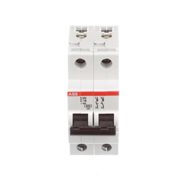 ABB - S202-C16 - Circuit Breaker, Supplementary, C Curve, 2-Pole, 16A, 6kA, 480Y/277VAC, UL1077 - RS