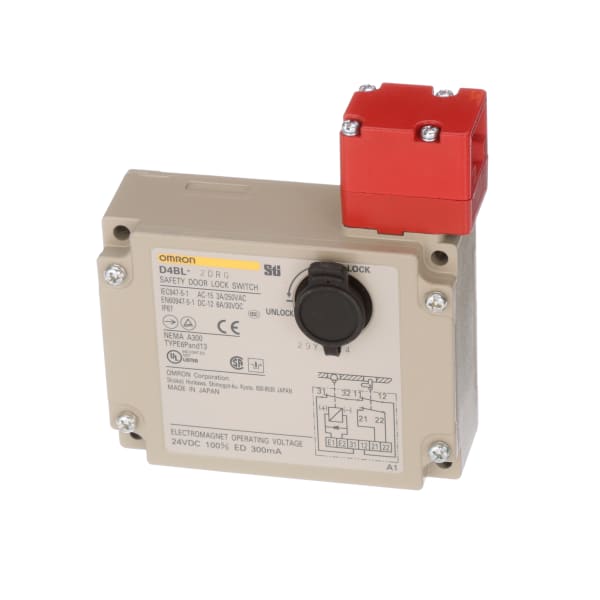 Omron Automation - D4BL-2DRG - Solenoid Interlock Switch, 24 VDC, 2NC + 1NC, IP67, DB4L Series - RS