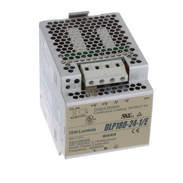 TDK-Lambda - DLP180-24-1/E - Power Supply,AC-DC,24V,7.5A,85-265V In,Enclosed,DIN Rail,PFC,180W ...