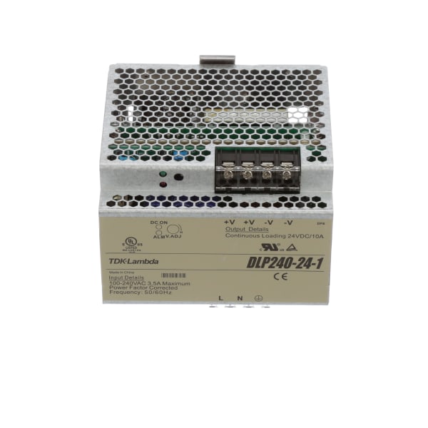 TDK-Lambda - DLP240-24-1 - Power Supply,AC-DC,24V,10A,85-132V In,Enclosed,DIN Rail Mount,240W ...