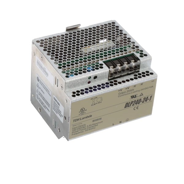 TDK-Lambda - DLP240-24-1 - Power Supply,AC-DC,24V,10A,85-132V In,Enclosed,DIN Rail Mount,240W ...