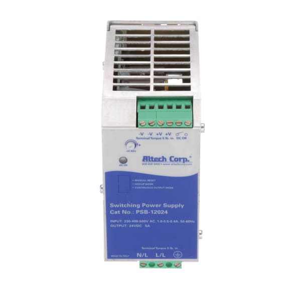 Altech Corp - PSB-12024 - Power Supply,AC-DC,24V,5A,187-550V In,Enclosed,DIN Rail Mount,120W,PSA ...