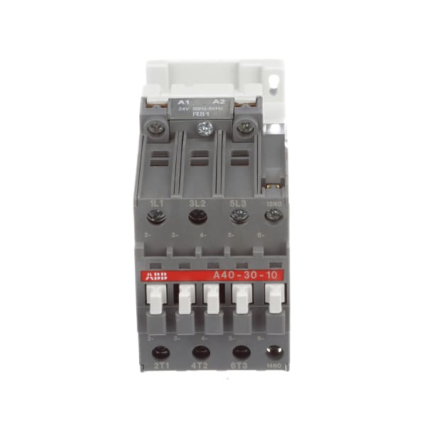 ABB - A40-30-10-81 - Contactor,NEMA,3 Pole,42A,24VAC@60Hz,24VAC@50Hz Coil,DIN Rail/Panel Mount - RS