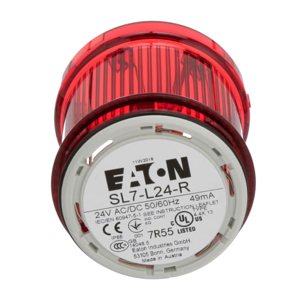 Eaton - Cutler Hammer - SL7-L24-R - Red Led Beacon, Steady Light Effect, 73mm Base, 24 V AC/DC ...