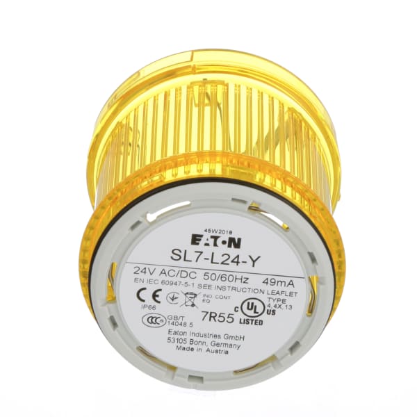 Eaton - Cutler Hammer - SL7-L24-Y - Yellow Led Beacon, Steady Light Effect, 73mm Base, 24 V AC ...