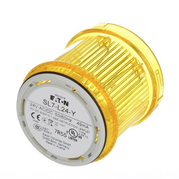 Eaton - Cutler Hammer - SL7-L24-Y - Yellow Led Beacon, Steady Light Effect, 73mm Base, 24 V AC ...