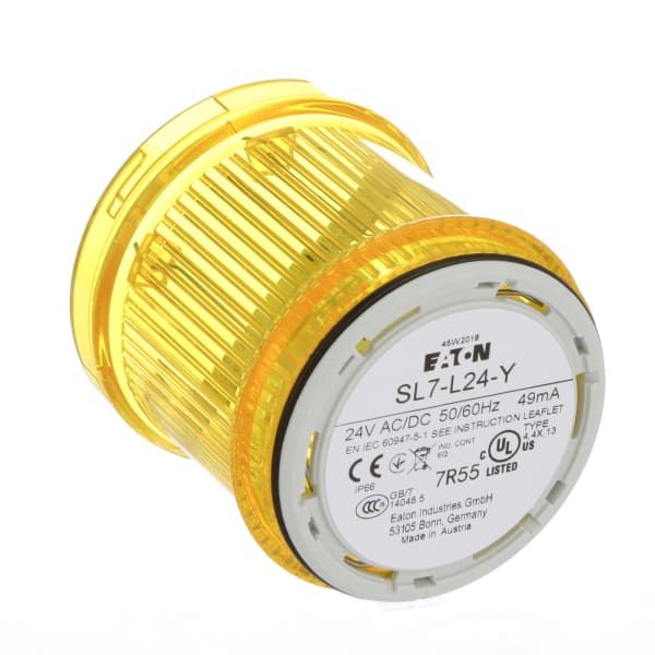 Eaton - Cutler Hammer - SL7-L24-Y - Yellow Led Beacon, Steady Light Effect, 73mm Base, 24 V AC ...