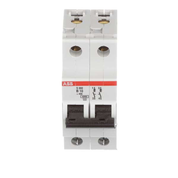 ABB - S202-B10 - Circuit Breaker, 2-Pole, B Curve, 10A, 6kA, 480Y/277VAC, Handle, Screw ...