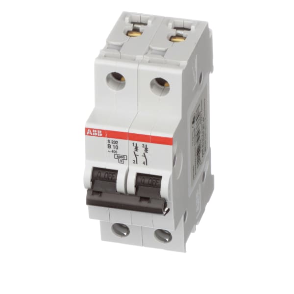 ABB - S202-B10 - Circuit Breaker, 2-Pole, B Curve, 10A, 6kA, 480Y/277VAC, Handle, Screw ...