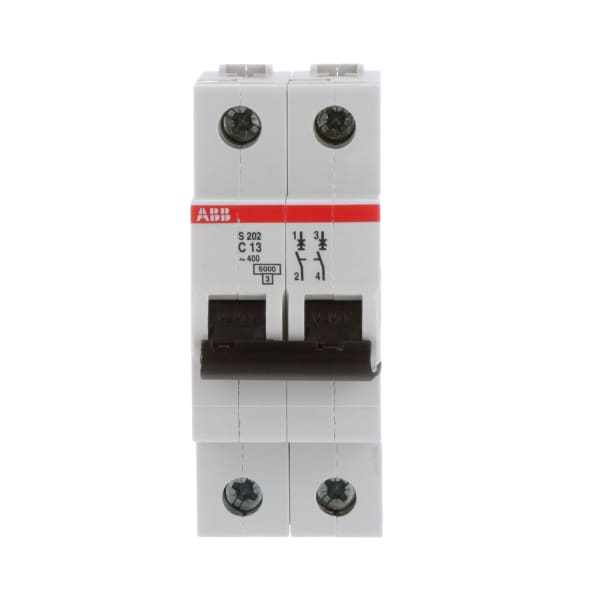 ABB - S202-C13 - Circuit Breaker; 2-Pole; C Curve; 13A; 6kA; 480Y/277VAC; Handle; Screw ...