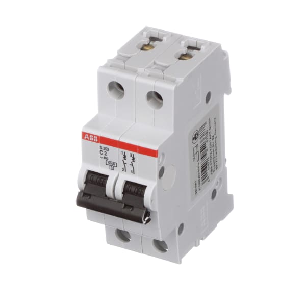 ABB - S202-C2 - Circuit Breaker, 2-Pole, C Curve, 2A, 6kA, 480Y/277VAC, Handle, Screw Terminals - RS