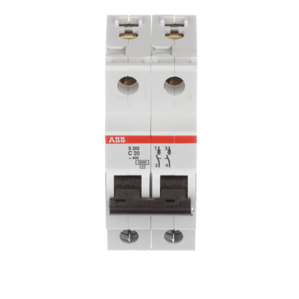 ABB - S202-C20 - Circuit Breaker, 2-Pole, C Curve, 20A, 6kA, 480Y/277VAC, Handle, Screw ...