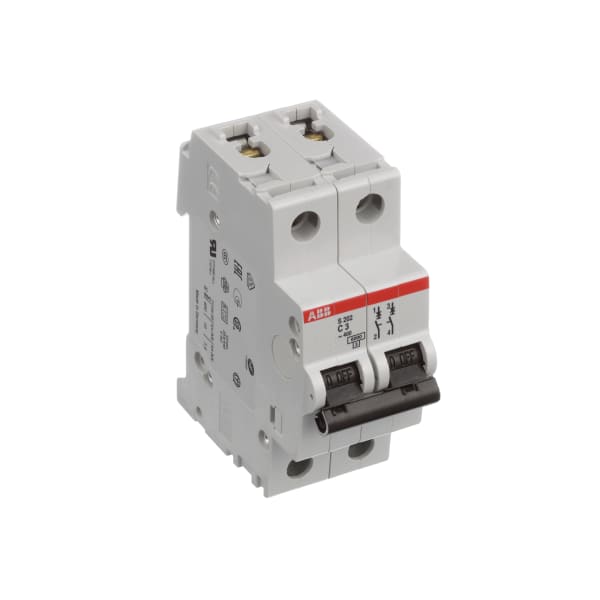 ABB - S202-C3 - Circuit Breaker, 2-Pole, C Curve, 3A, 6kA, 480Y/277VAC, Handle, Screw Terminals - RS