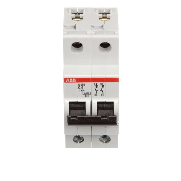 ABB - S202-C6 - Circuit Breaker, 2-Pole, C Curve, 6A, 6kA, 480Y/277VAC, Handle, Screw Terminals - RS