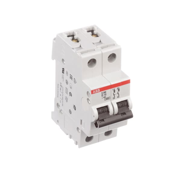 ABB - S202-D10 - Circuit Breaker, 2-Pole, D Curve, 10A, 6kA, 480Y/277VAC, Handle, Screw ...